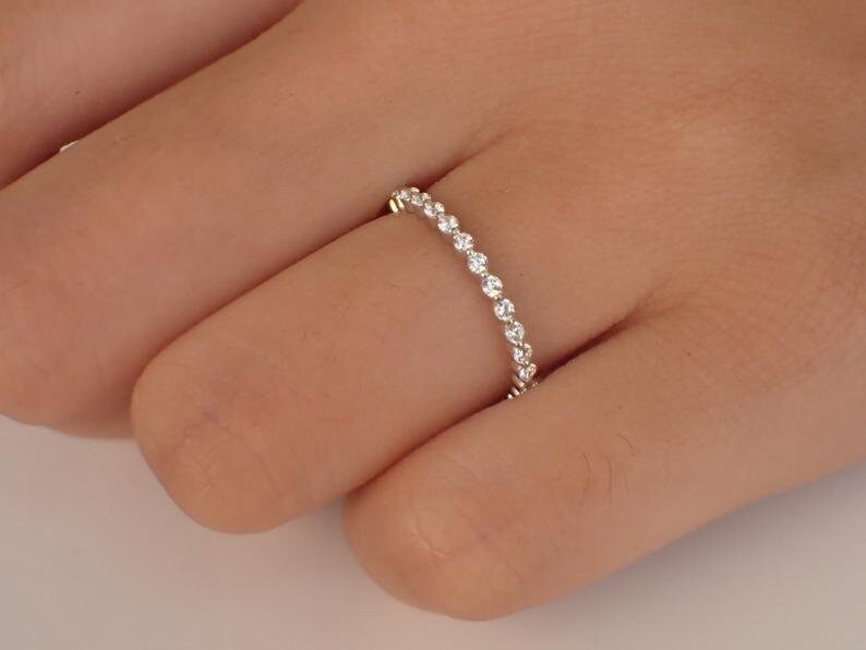 Single Prong Half Eternity Diamond Prong Wedding Band 1.5mm - Etsy