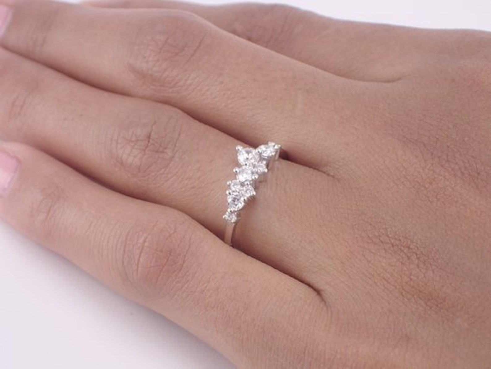 Diamond Cluster Ring in 14k Solid Gold Cluster Wedding Ring - Etsy