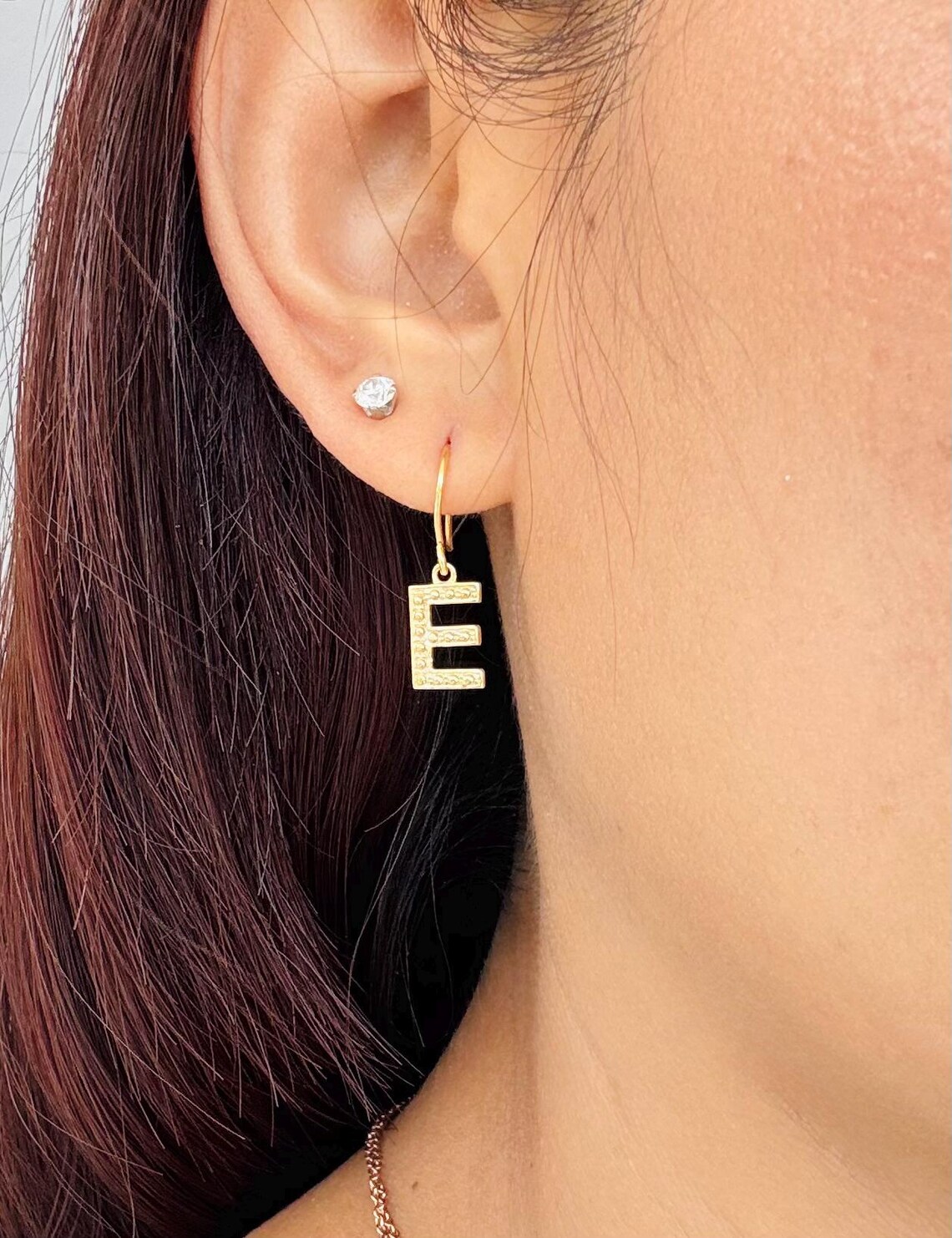 Personalized E Initial Earrings E Letter Earrings for Women Sterling ...