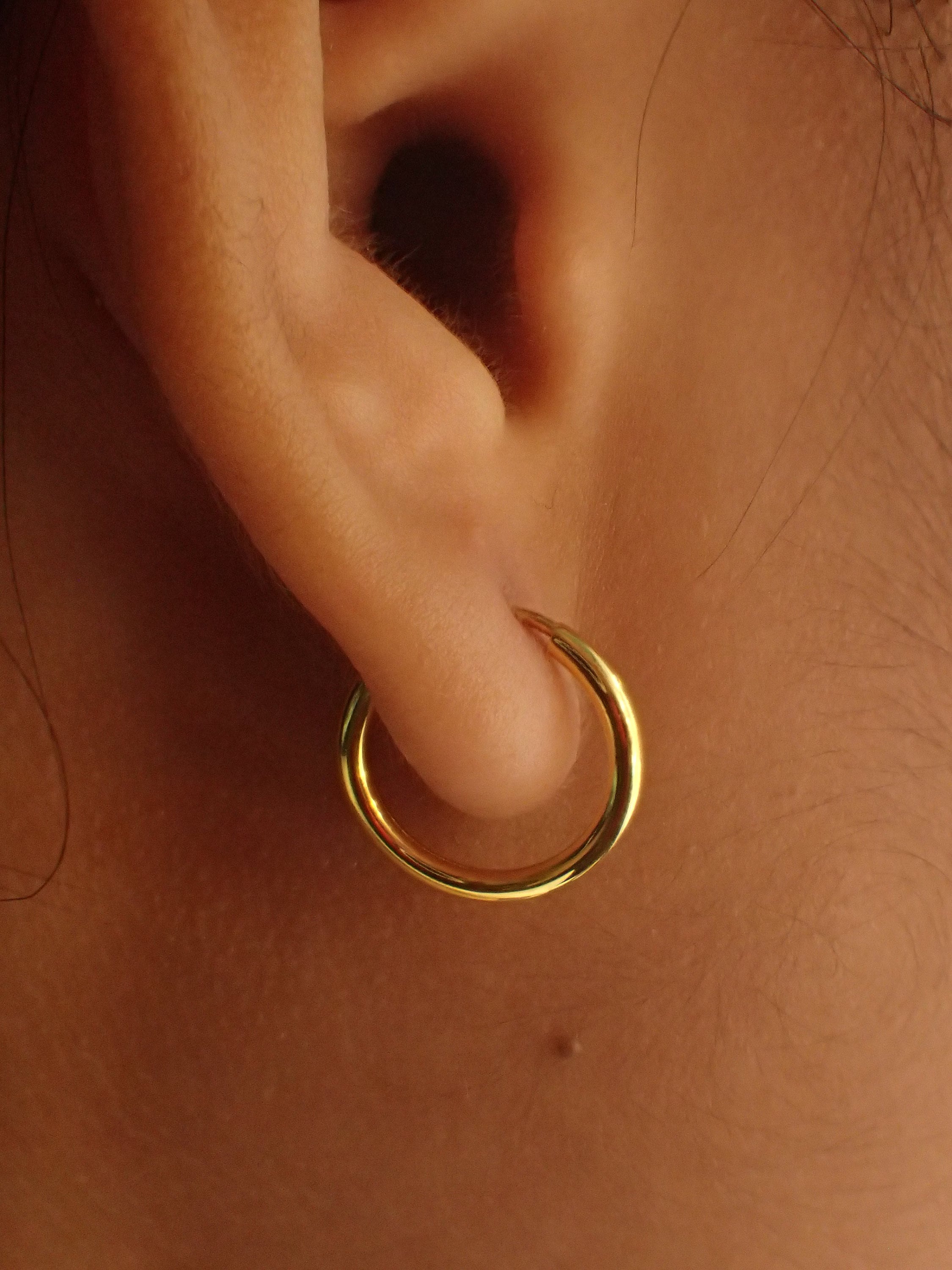 Solid Gold Thin Endless Hoops / 10mm Minimalist Hoop Earrings - Etsy