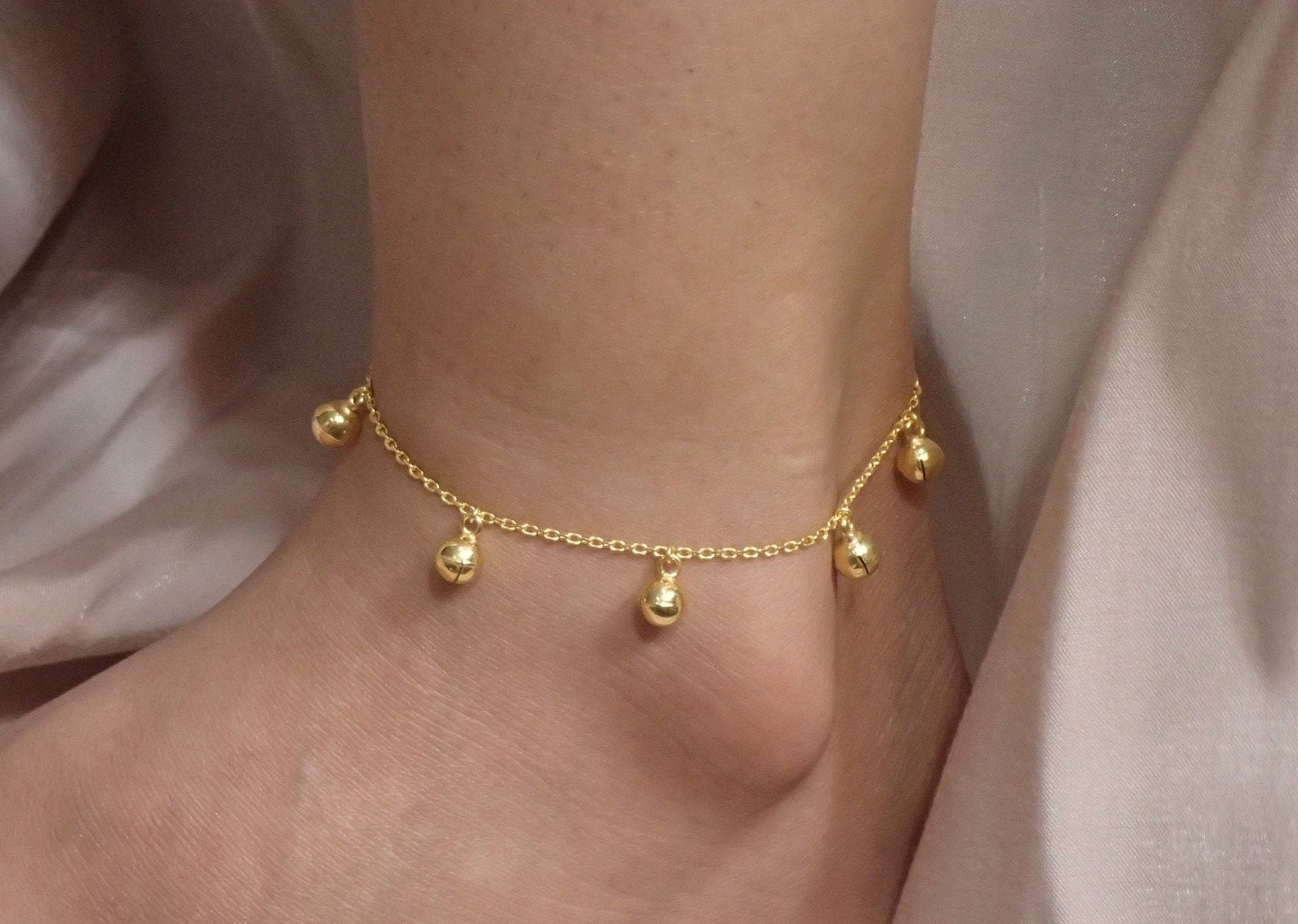 Jingle Bell Anklet / Anklet Gift for Her / Sterling Silver Anklet ...