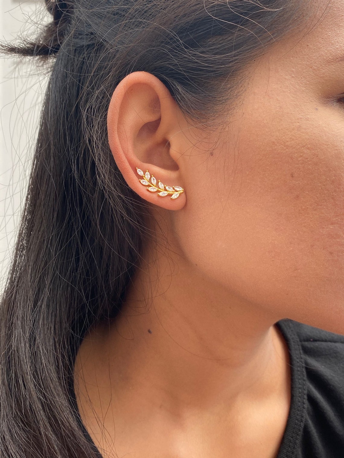 Marquise Unique Earring Climber / Ear Crawlers Earrings / Ear - Etsy