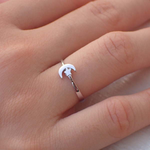 Silver Moon Ring - Etsy
