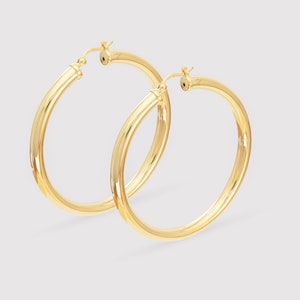 50 MM Shiny Large Hoops Earrings, Thick Earring for Women, Plain Bold ...