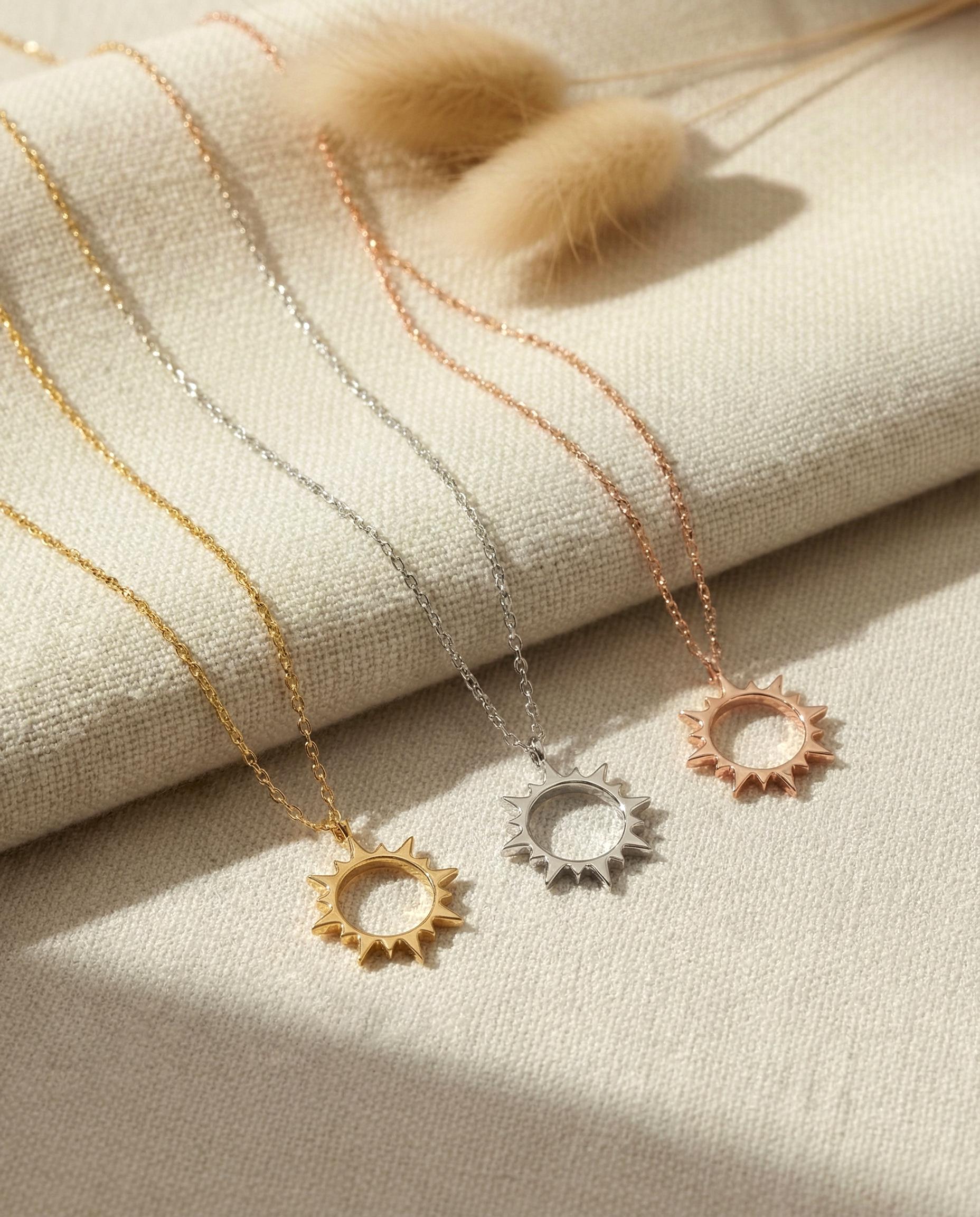 Sun Pendant Necklace, Sunshine Necklace, Minimalist Sunburst Necklace ...