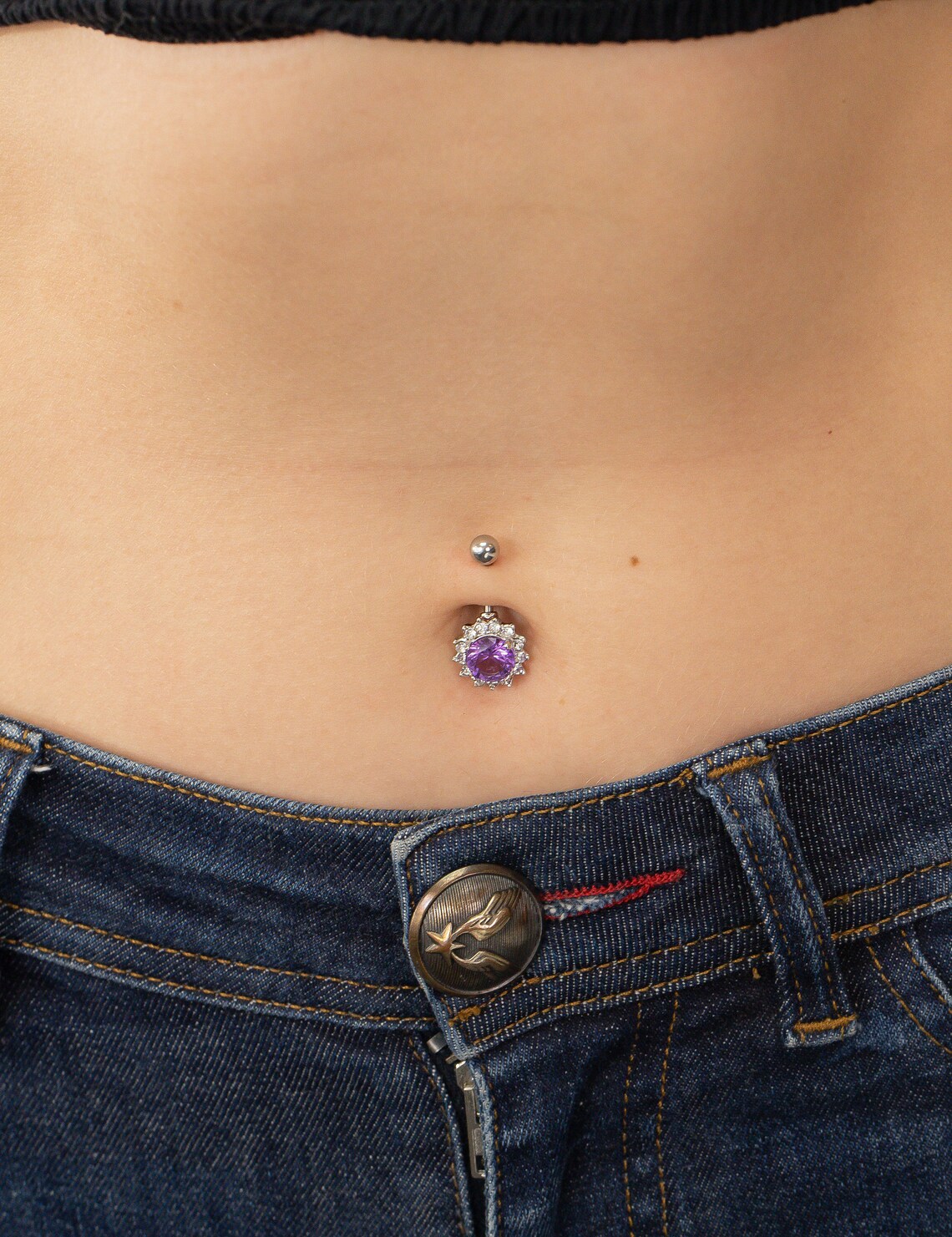 Amethyst Belly Button Ring, Body Jewelry, February Birthstones Gift ...