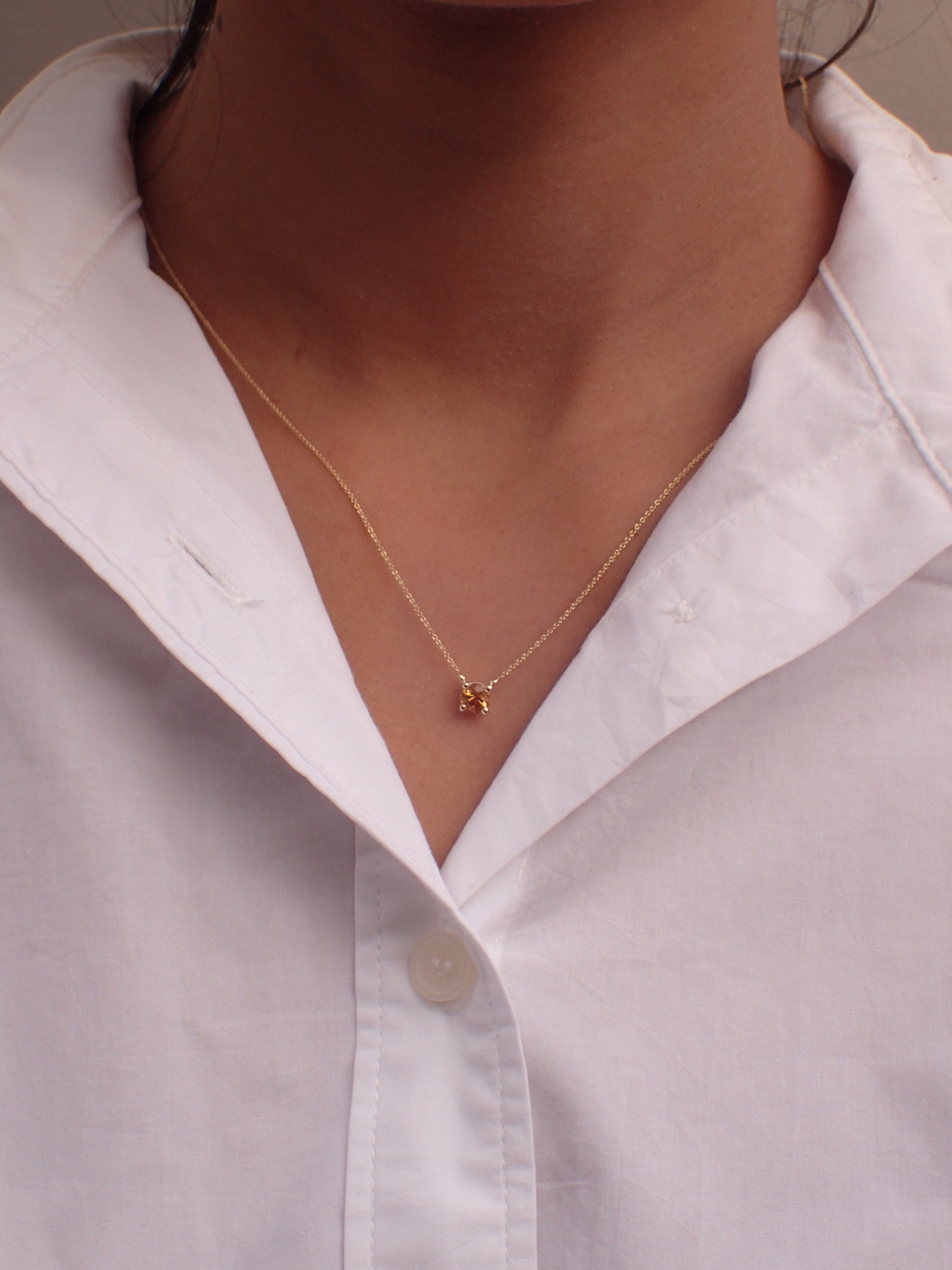 Citrine Solitaire Necklace, 14k Solid Gold Citrine Pendant, November ...