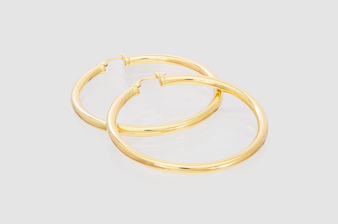 50 MM Oversized Statement Hoop Earrings Sterling Silver Thick - Etsy