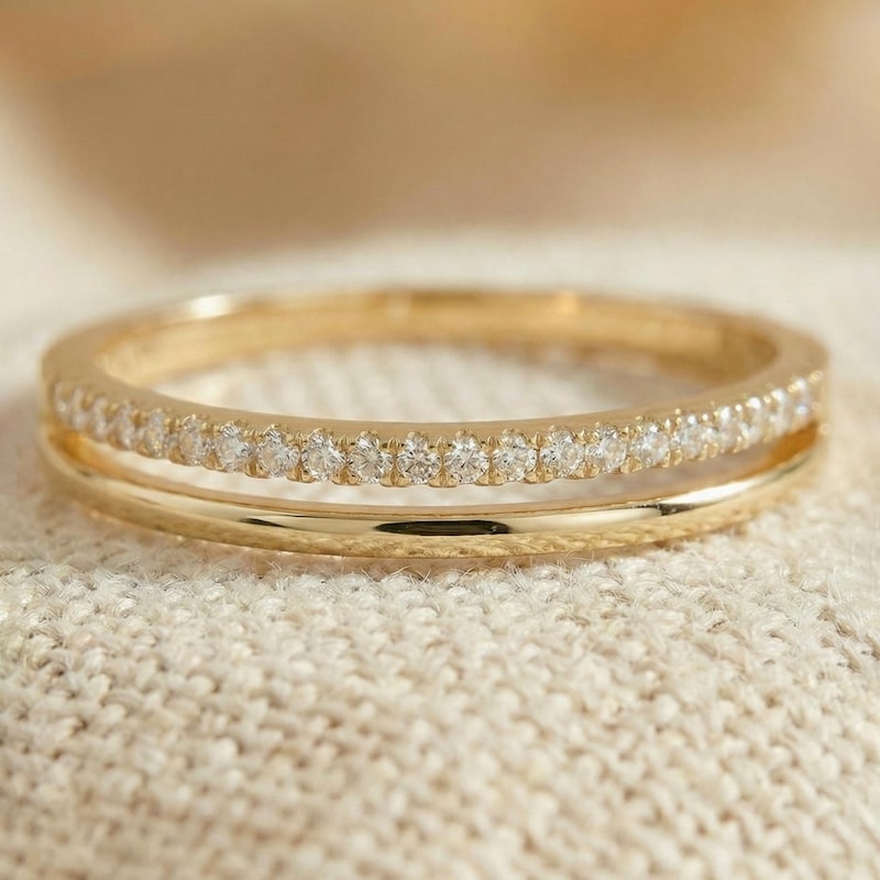 Double Row Diamonds Ring - Etsy UK