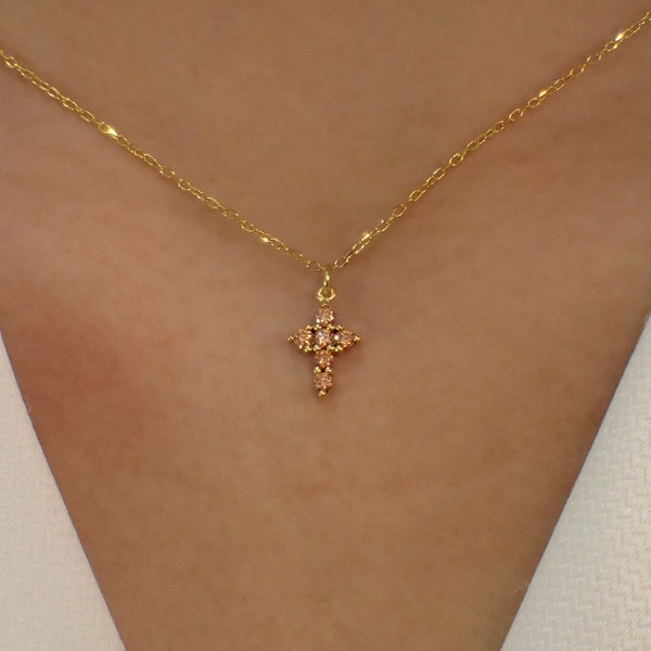 Birthstone Cross Necklace - Etsy