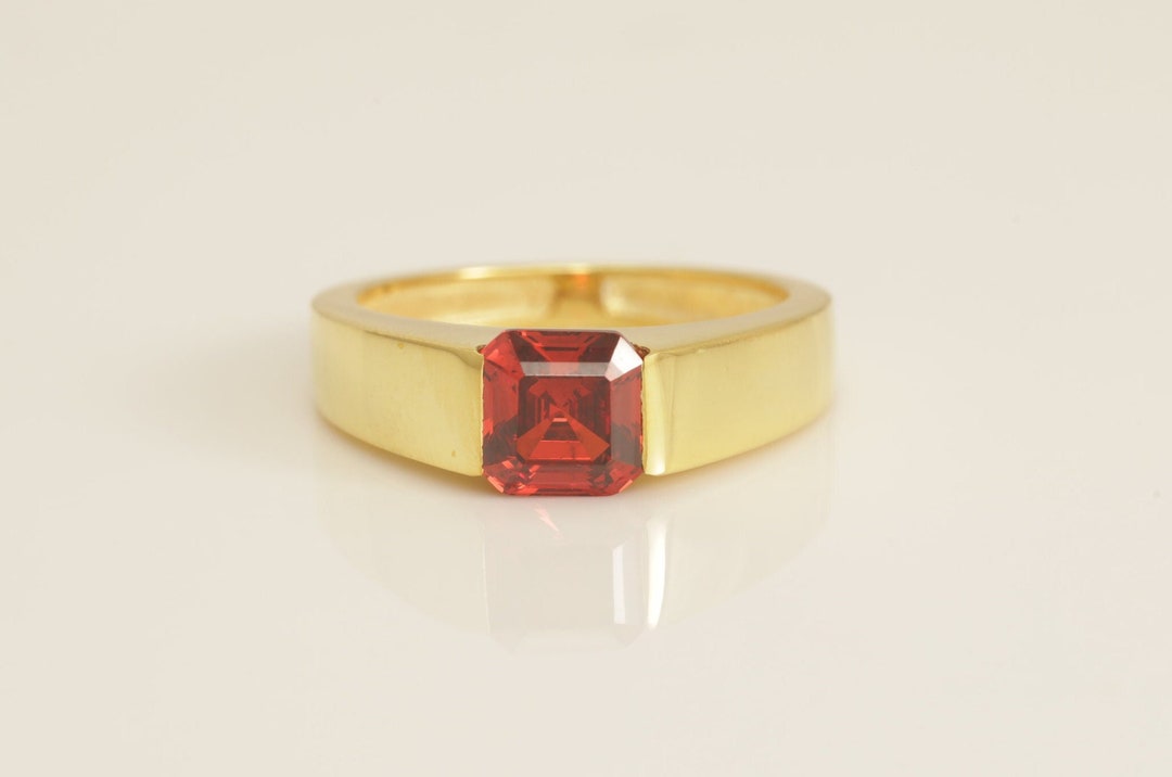 Asscher Cut Garnet Engagement Ring, Garnet Pinky Ring, January ...