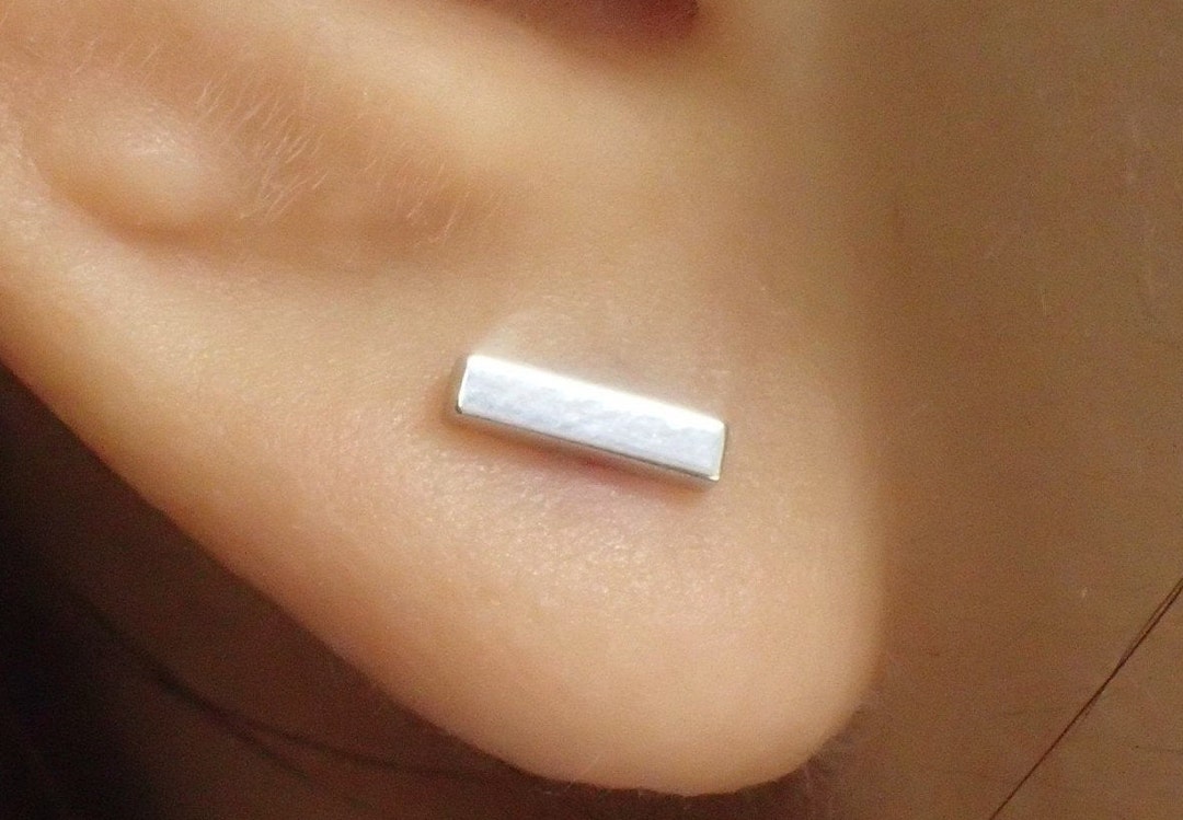Bar Stud Earrings, Line Stud Earrings, Geometric Bar Earring Gift for Her, Tiny Bar Stud ...