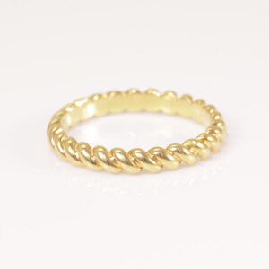 3.0mm Twisted Rope Wedding Band, 14K Solid Gold Braided Twist Ring ...