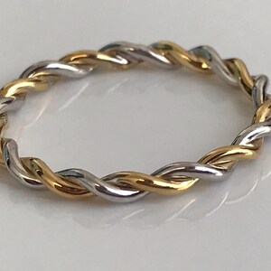 Twist Infinity Ring, 14k Solid Gold Two Tone Ring, Twisted Skinny ...
