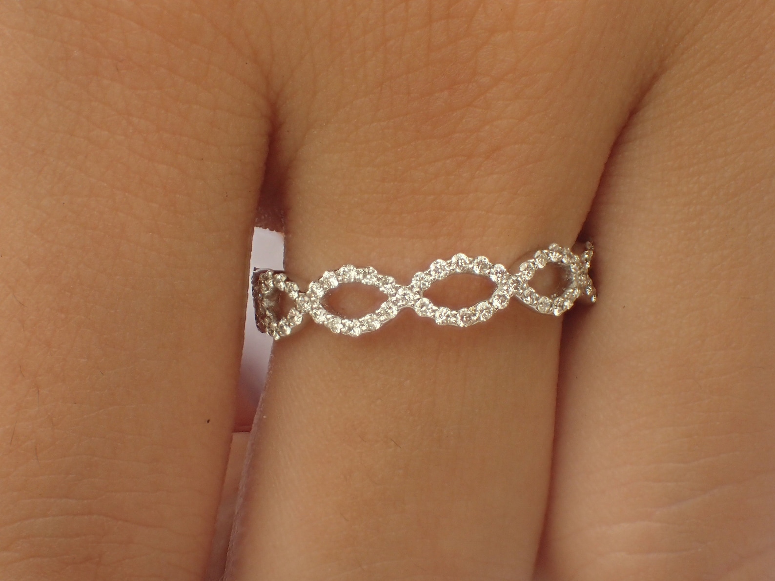 Diamond Infinity Ring, Infinity Wedding Band, Micro Pave Infinity Twist ...