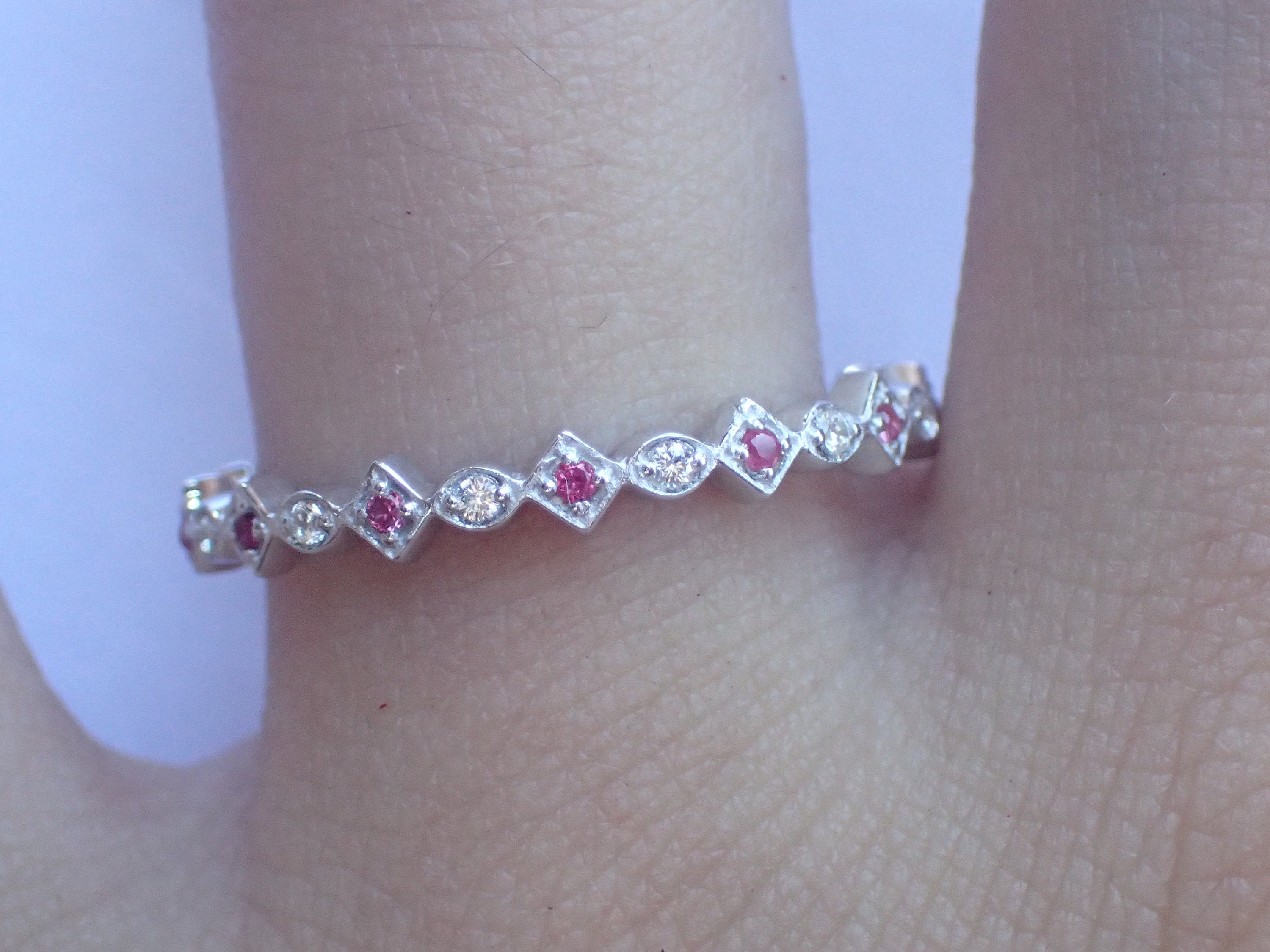 Art Deco Ruby Full Eternity Band Square Marquise Ruby Vintage Inspired ...