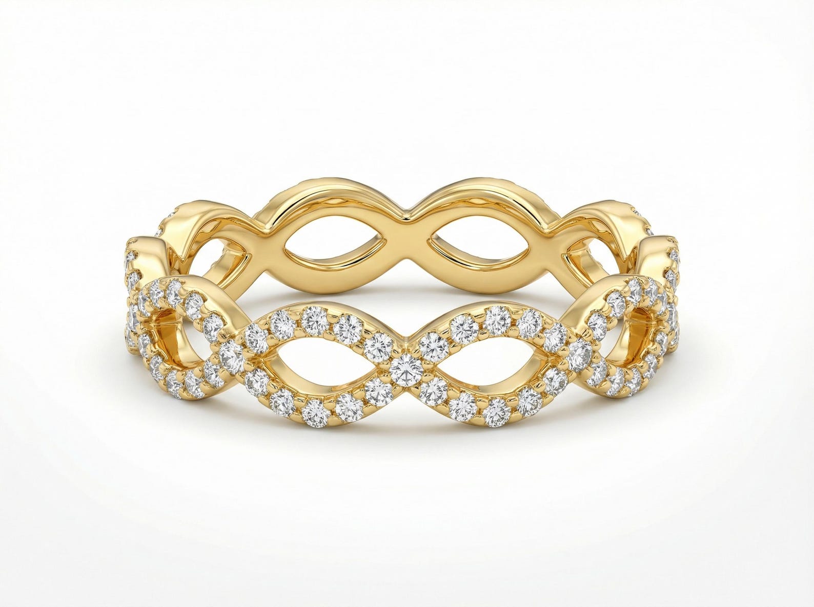 Diamond Infinity Ring, Infinity Wedding Band, Micro Pave Infinity Twist ...