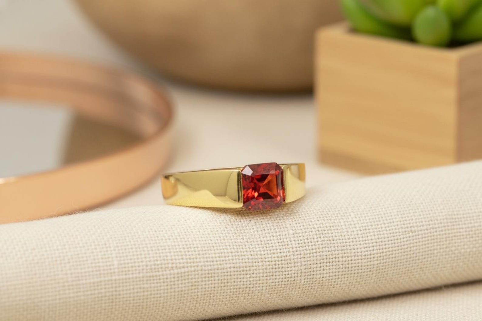 Asscher Cut Garnet Engagement Ring, Garnet Pinky Ring, January ...