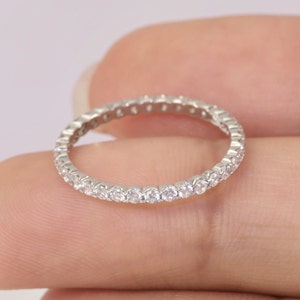 1.5mm Fishtail Moissanite Eternity Ring, Full Eternity Stackable Ring ...
