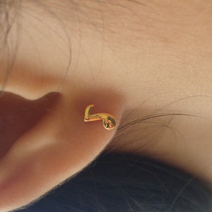 Quaver Stud Earrings / Music Note Jewelry in 14k Solid Gold / Gift for ...