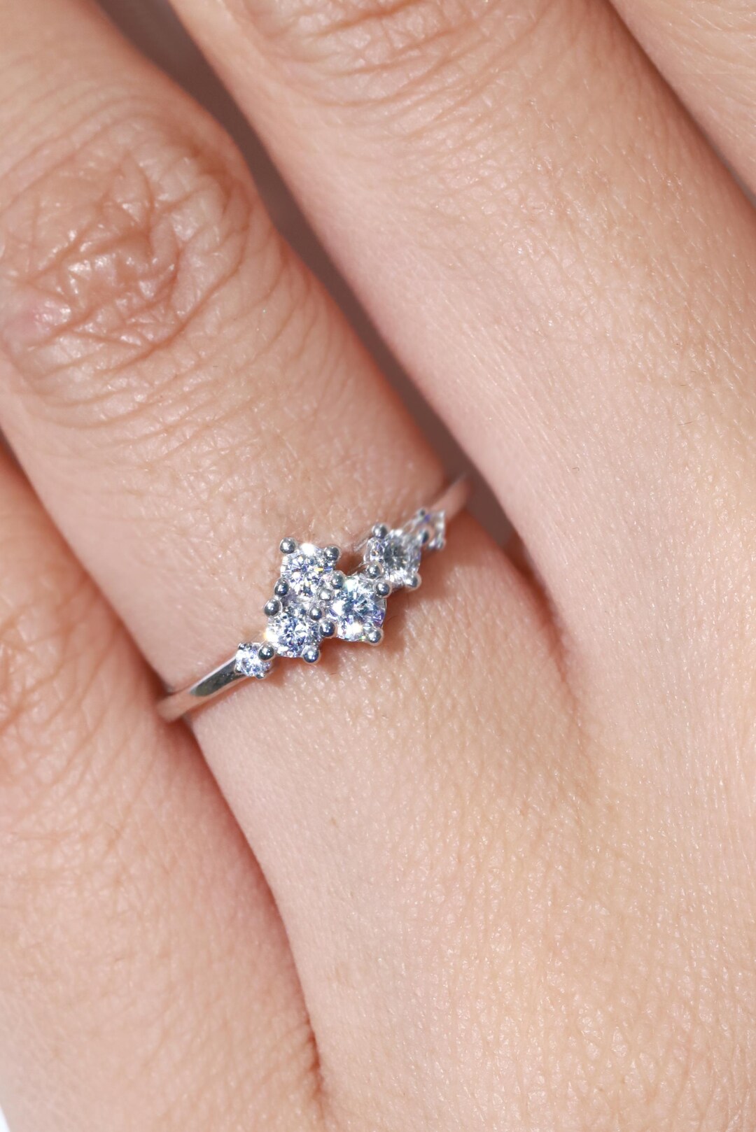 Cluster Diamond Ring, Cluster Diamond Wedding Band, Stackable Diamond ...