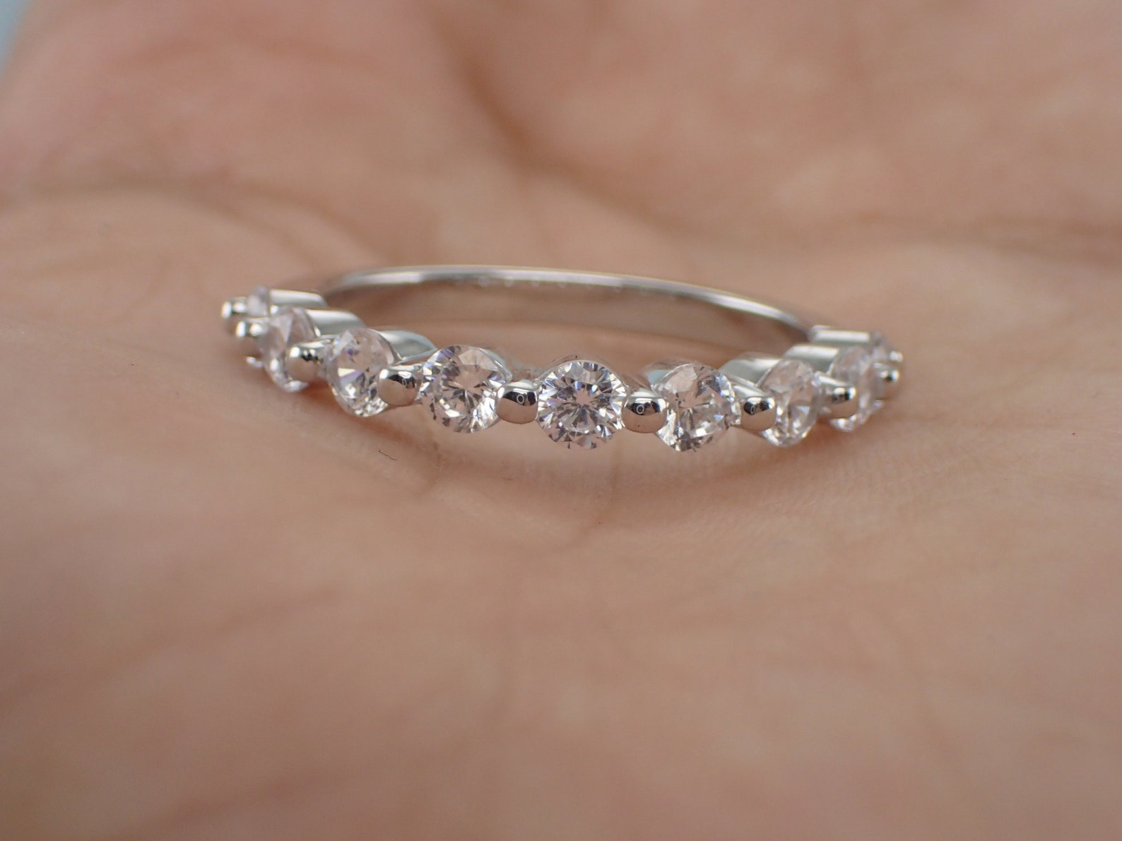 ON SALE 1.0 Carats Single Prong Ring 3.0mm Half Eternity - Etsy