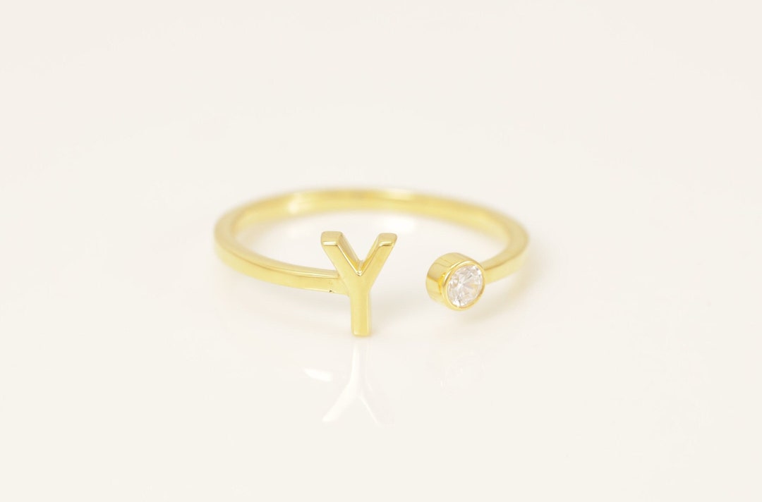 Personalized Y Initial Rings, Open Cuff Ring, Dainty Initial Ring ...