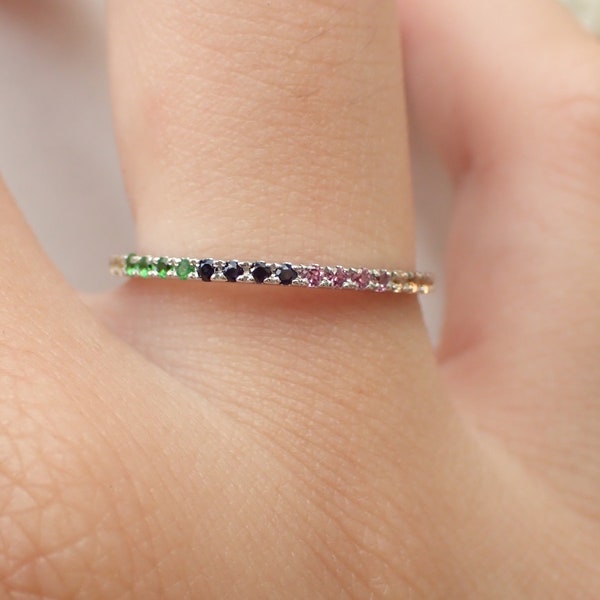 Rainbow Eternity Ring - Etsy