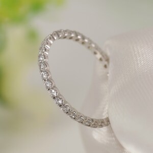 1.5mm Fishtail Moissanite Eternity Ring, Full Eternity Stackable Ring ...