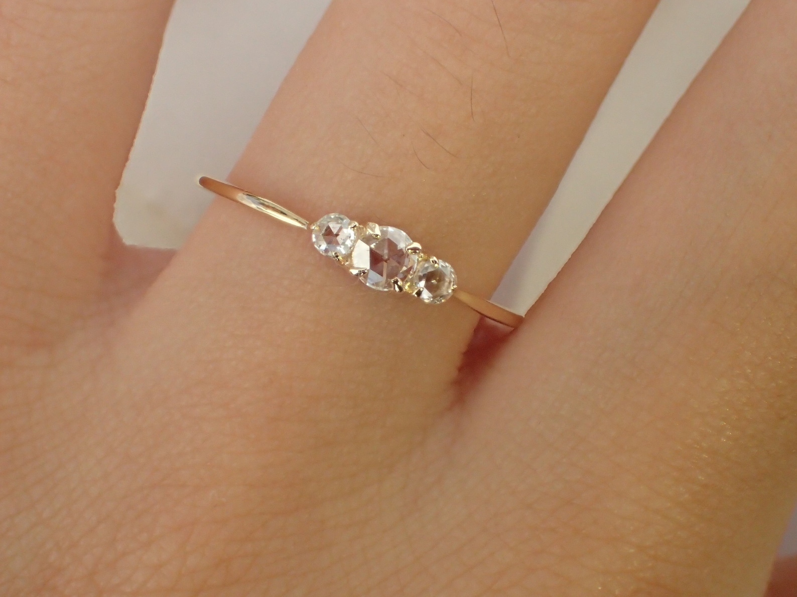 Three Stone Diamond Ring Past Present Future Engagement Ring | Etsy