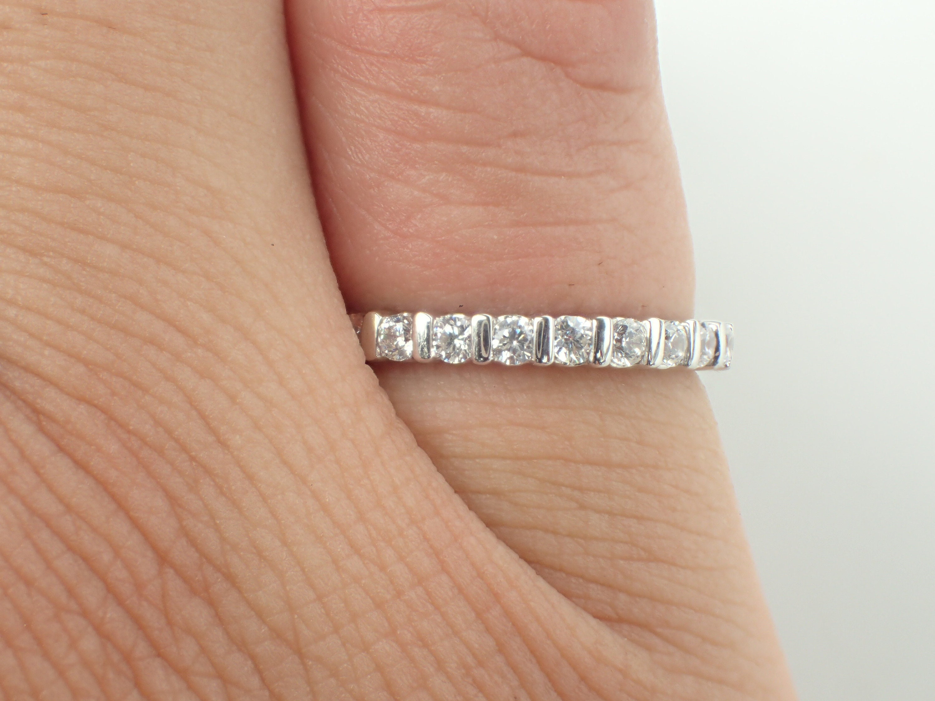 2mm Bar Set Wedding Band / Solid Gold Bar Set Band / White | Etsy