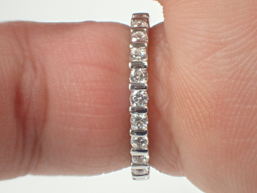 2mm Bar Set Wedding Band / Solid Gold Bar Set Band / White Gold Bar ...