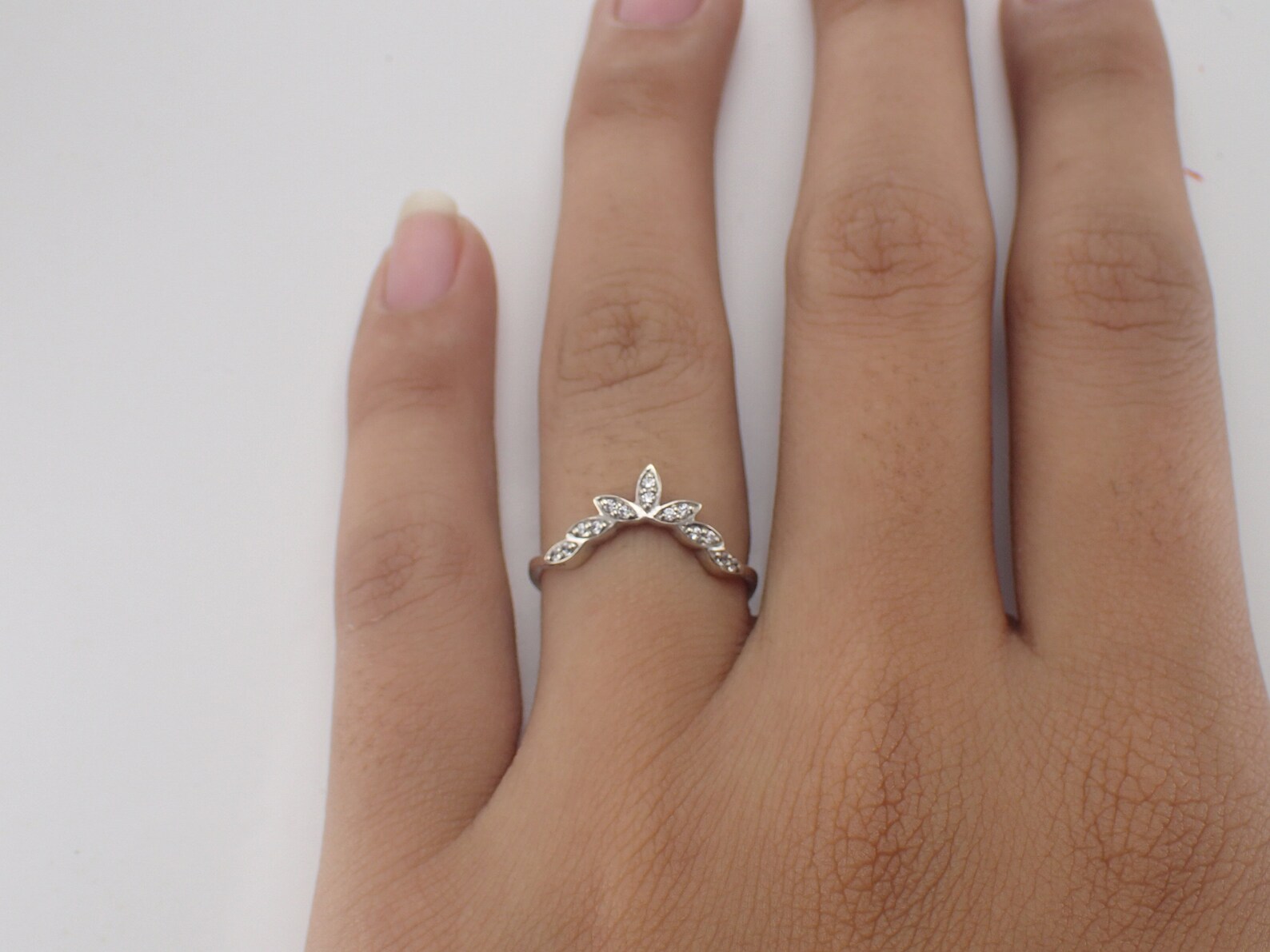 Curved Diamond Wedding Band Marquise Shape Curved Ring | Etsy