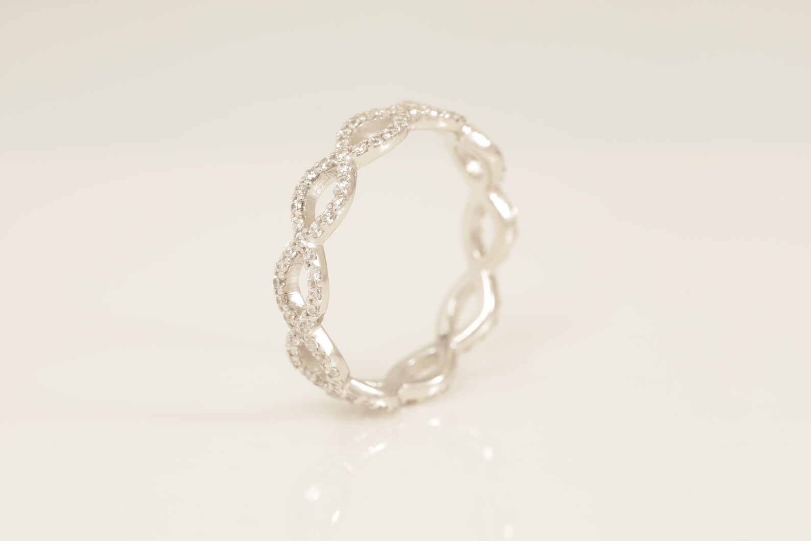 Diamond Infinity Ring, Infinity Wedding Band, Micro Pave Infinity Twist ...