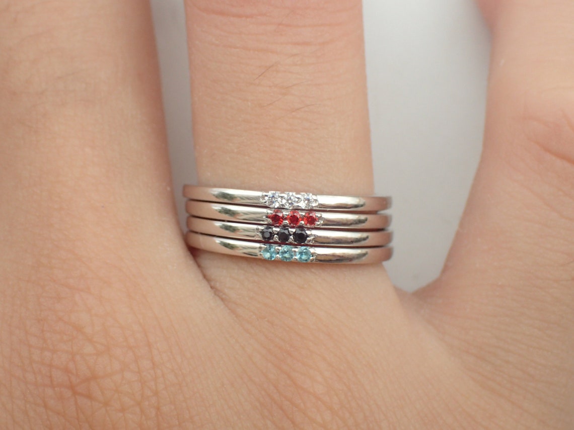 Dainty 3 Diamond Ring White Gold 3 Stone Ring 3rd Year Gift - Etsy