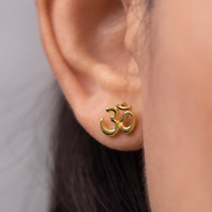 Om Stud Earrings, Meditation Studs, Om Symbol Earrings, Yoga Earrings ...