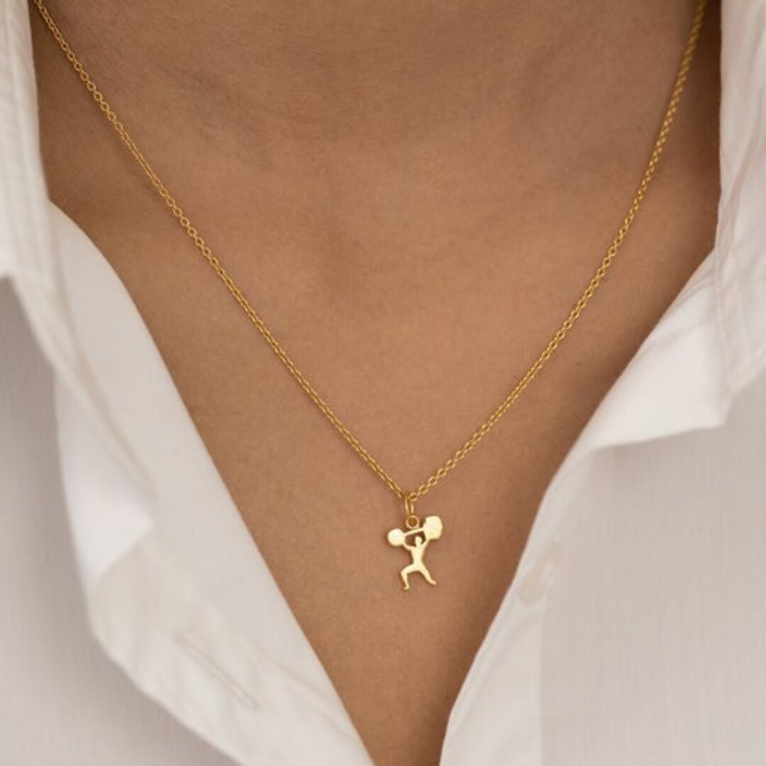 Body Builder Weight-lifting Barbell Necklace, Weight-lifting Pendant ...