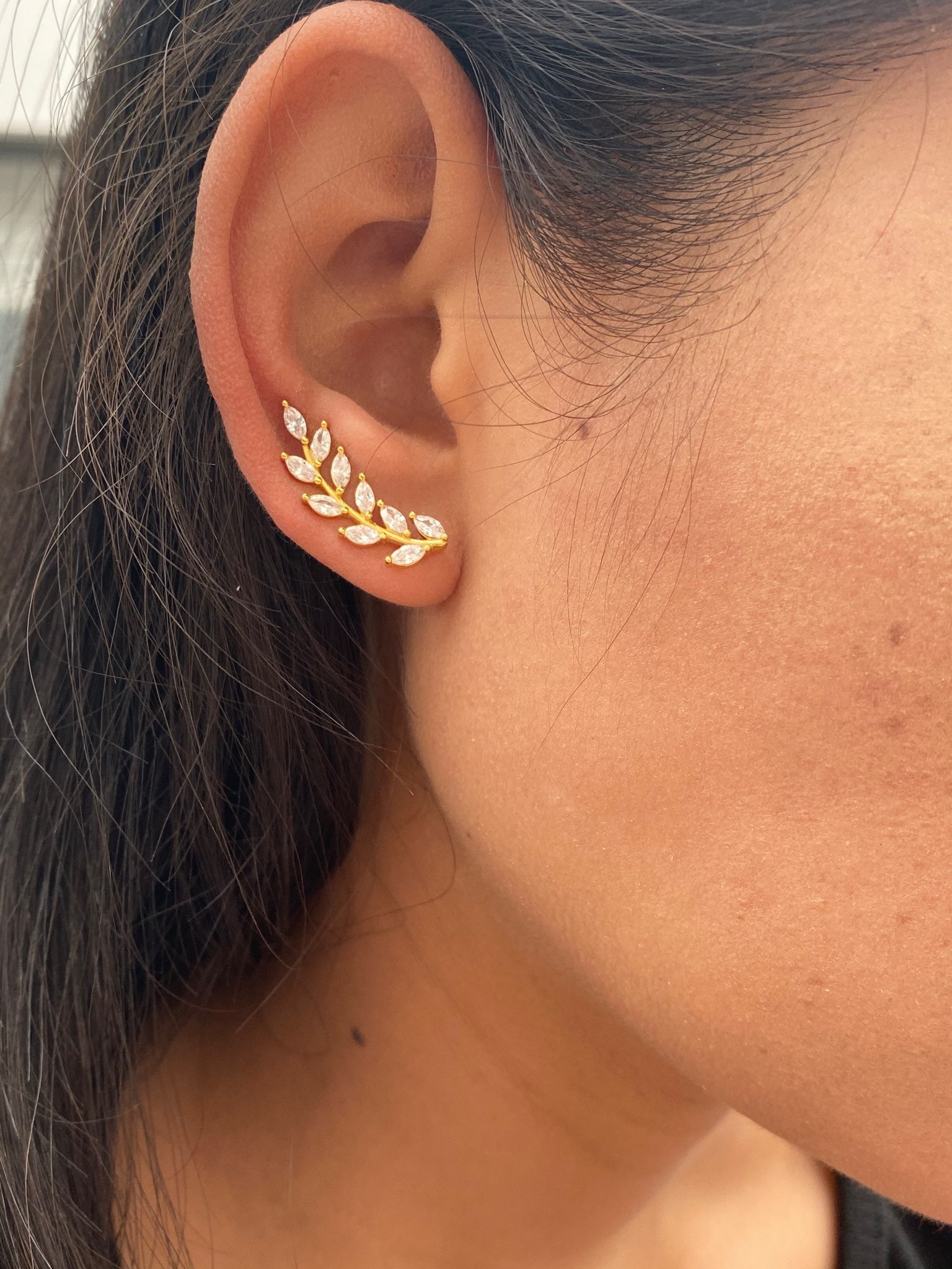 Marquise Unique Earring Climber / Ear Crawlers Earrings / Ear - Etsy