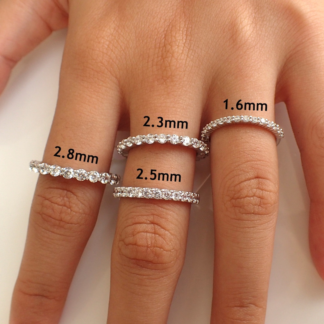 Common Shared Prong Diamond Eternity Ring, 1.6mm 2.3mm 2.5mm 2.8mm ...