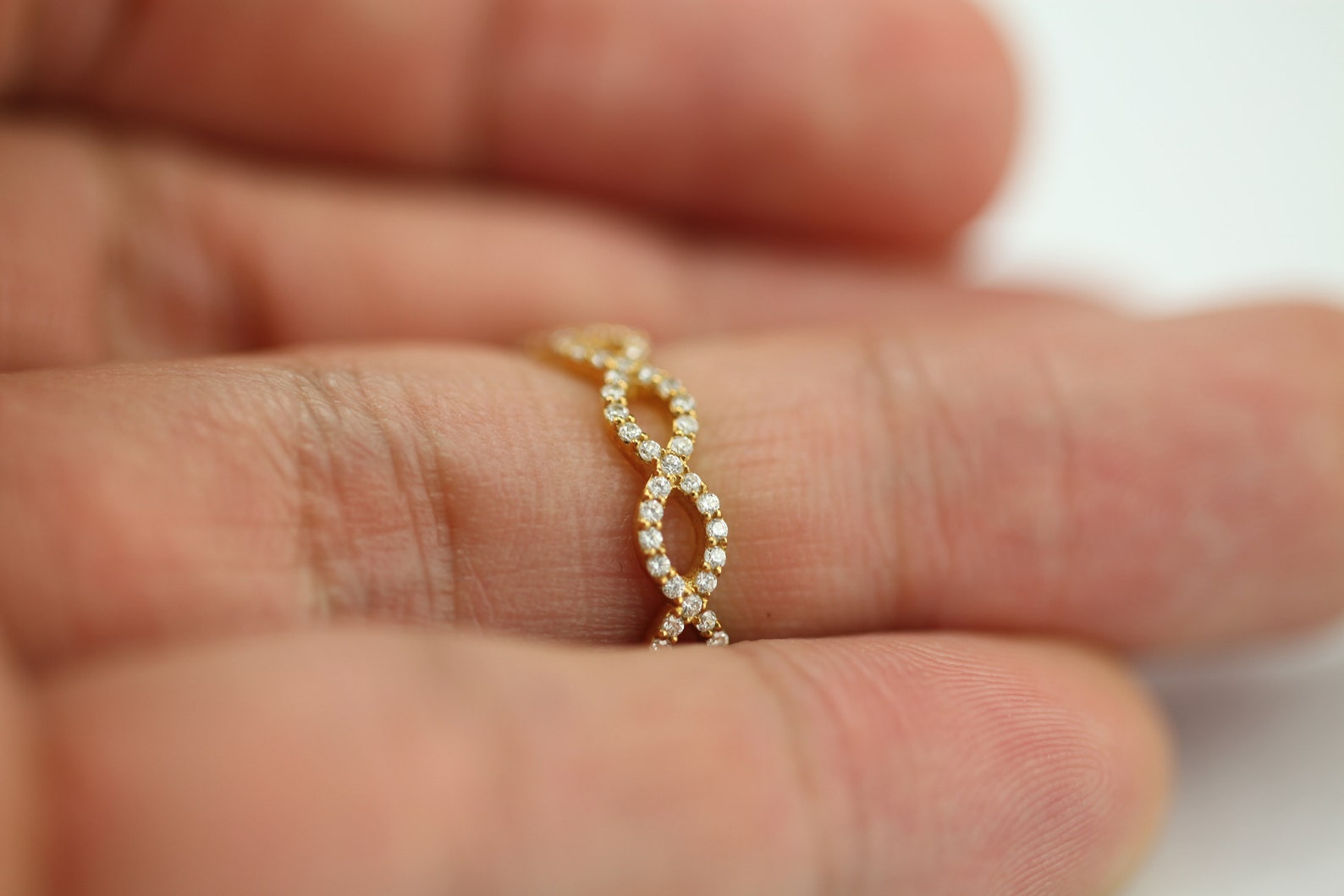 Diamond Infinity Ring, Infinity Wedding Band, Micro Pave Infinity Twist ...