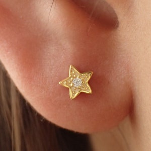Diamond Star Earrings / Tiny Star Studs / Minimal Small Earrings ...