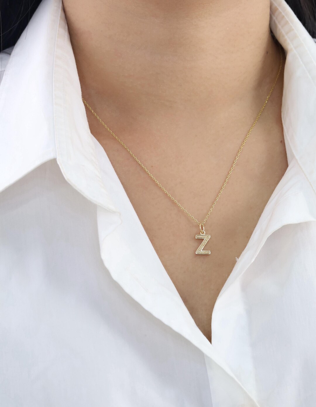 Z Letter Necklace, Initial Letter Necklace, Personalized Jewelry, Z ...