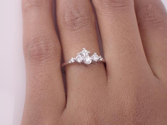 Cluster Diamond Ring Cluster Diamond Wedding Band Stackable - Etsy
