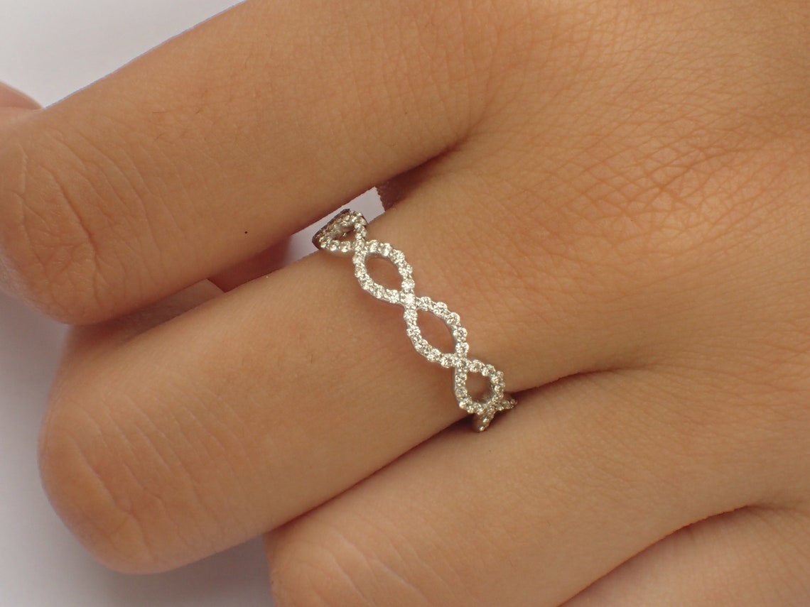 Diamond Infinity Ring Infinity Wedding Band Micro Pave | Etsy