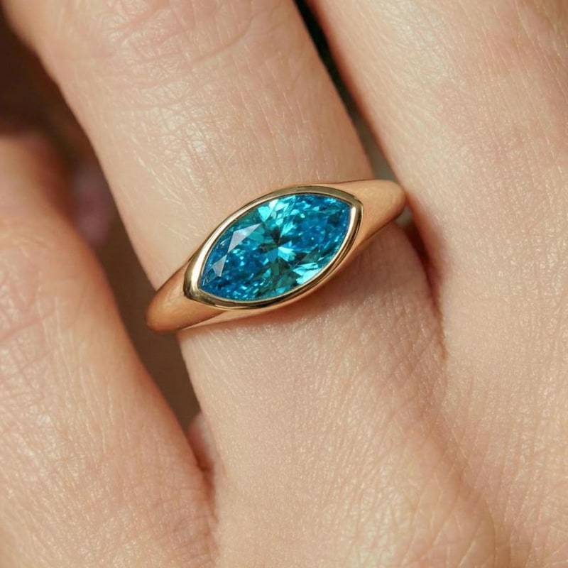 White Zircon Marquise Ring - Etsy