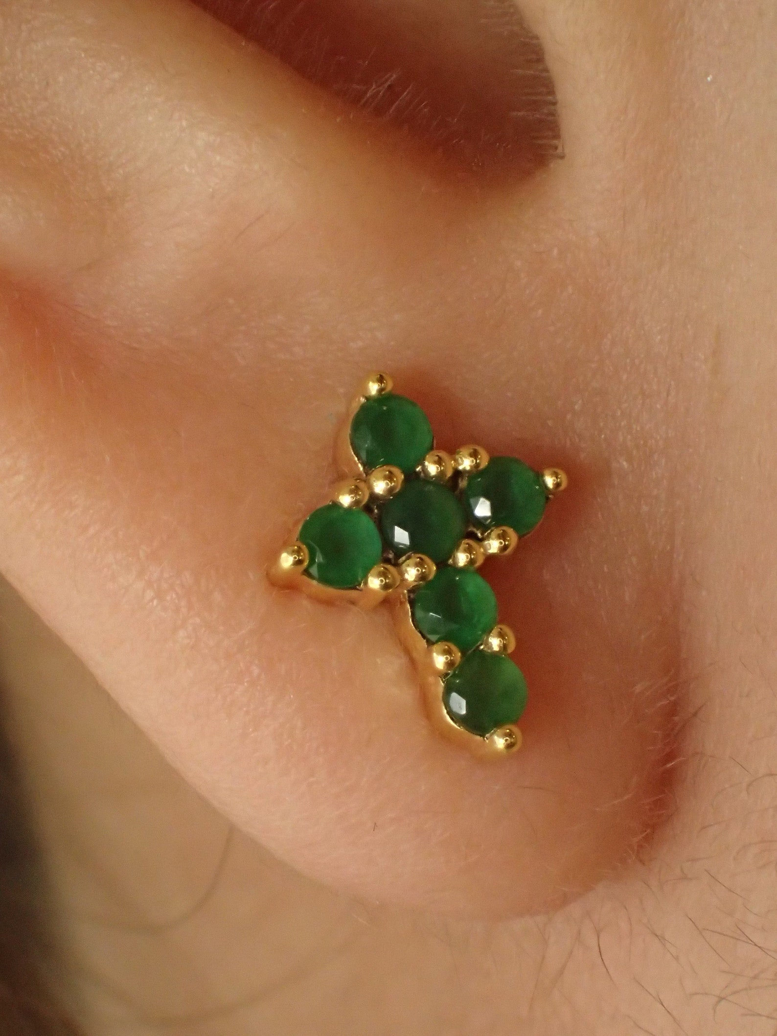 Cross Stud Earrings / Emerald Earrings / Tiny Cross Studs May - Etsy