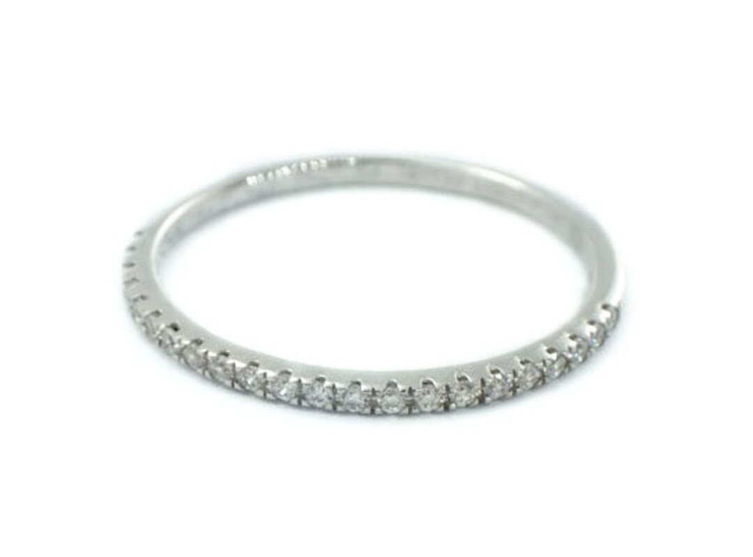 Solid Gold Half Eternity Micro Pave Ring, Micro Pave Diamond Thin ...