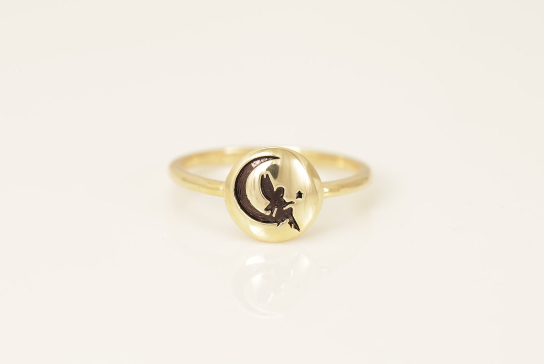 Crescent Moon Ring, Moon Angels Ring, Angel Wing Moon Ring, Moon and ...