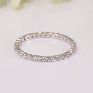 1.5mm Fishtail Moissanite Eternity Ring, Full Eternity Stackable Ring ...