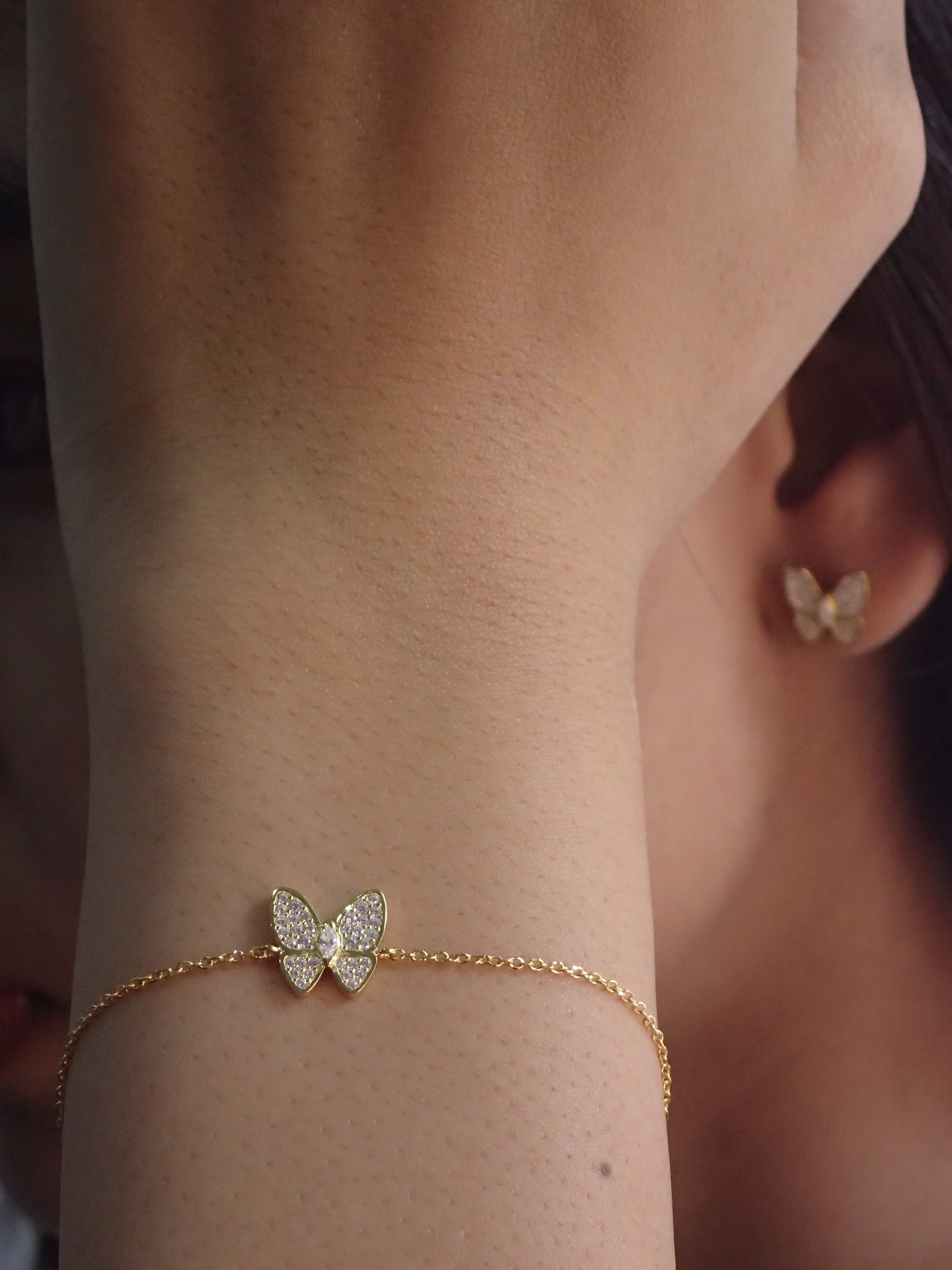 Butterfly Bracelet / Diamonds Butterfly Bracelet / 925 Sterling Silver ...